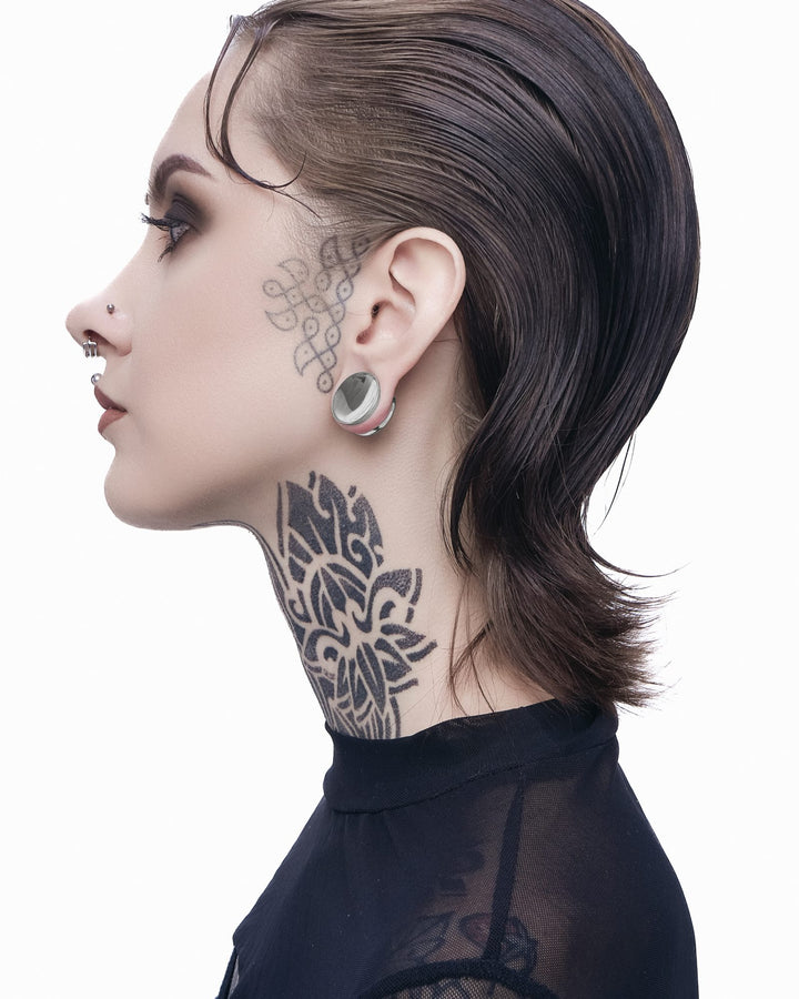 Plug Earrings - Teardrop, Metal and Stone Ear Stretching Plugs