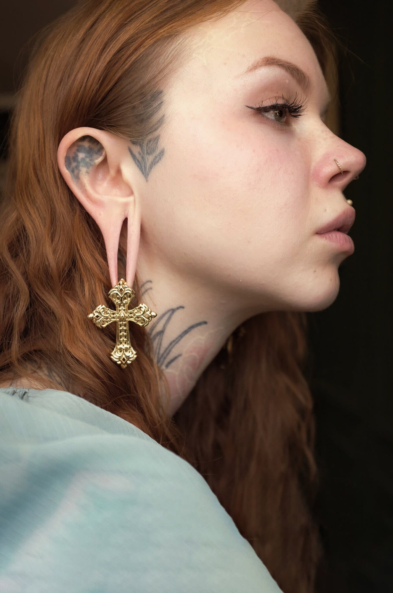 Judith Cross Hangers | Stretched Ear Jewelry | Ear Hangers